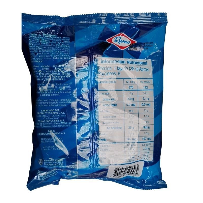 Ponqué Ramo Tradicional 6 Porciones 230gr