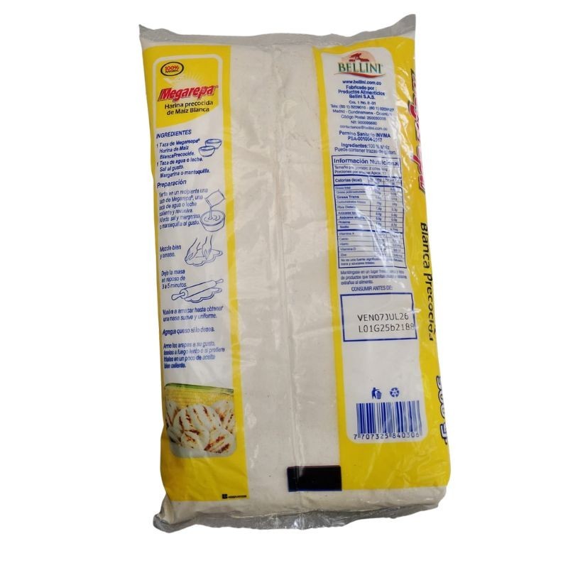 Harina de Maiz Blanca Precocida Megarepa X500gr