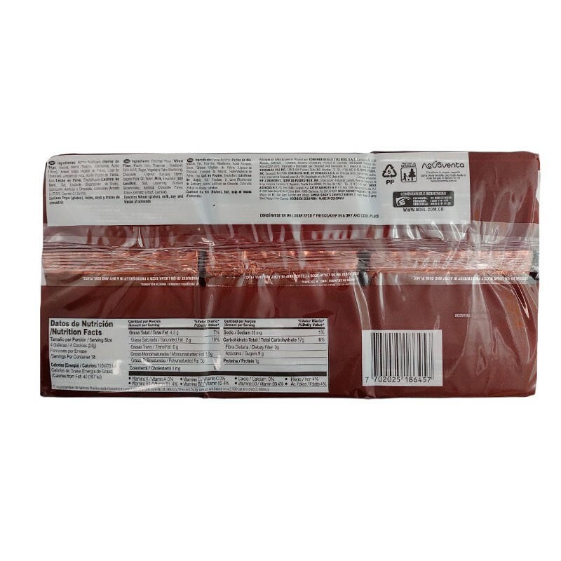 Galletas Noel Wafers Chocolate x18 Und x432gr