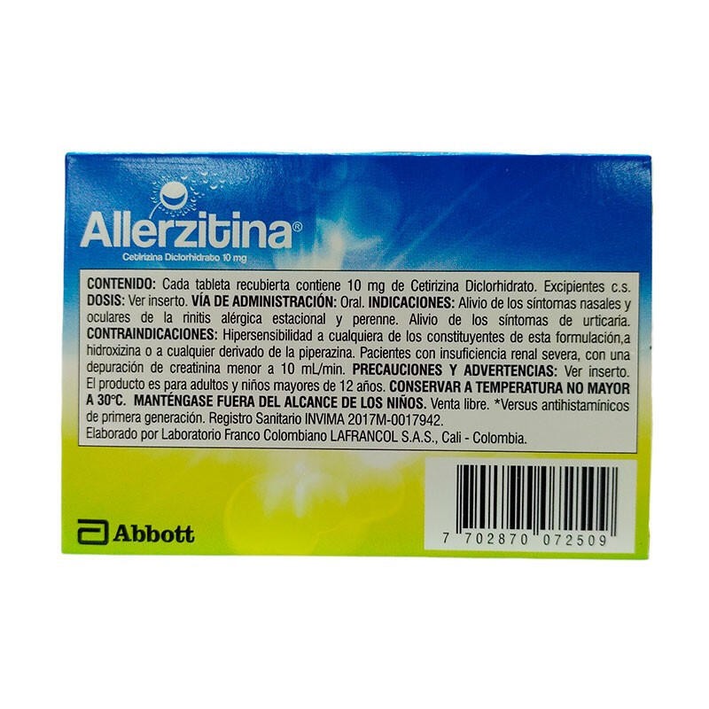 Allerzitina 10 Tabletas 10mg