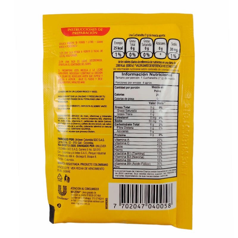 Colada Vainilla Maizena 28gr