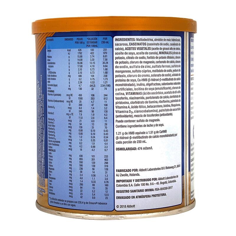 Ensure Advance en Polvo Sabor Vainilla 400gr