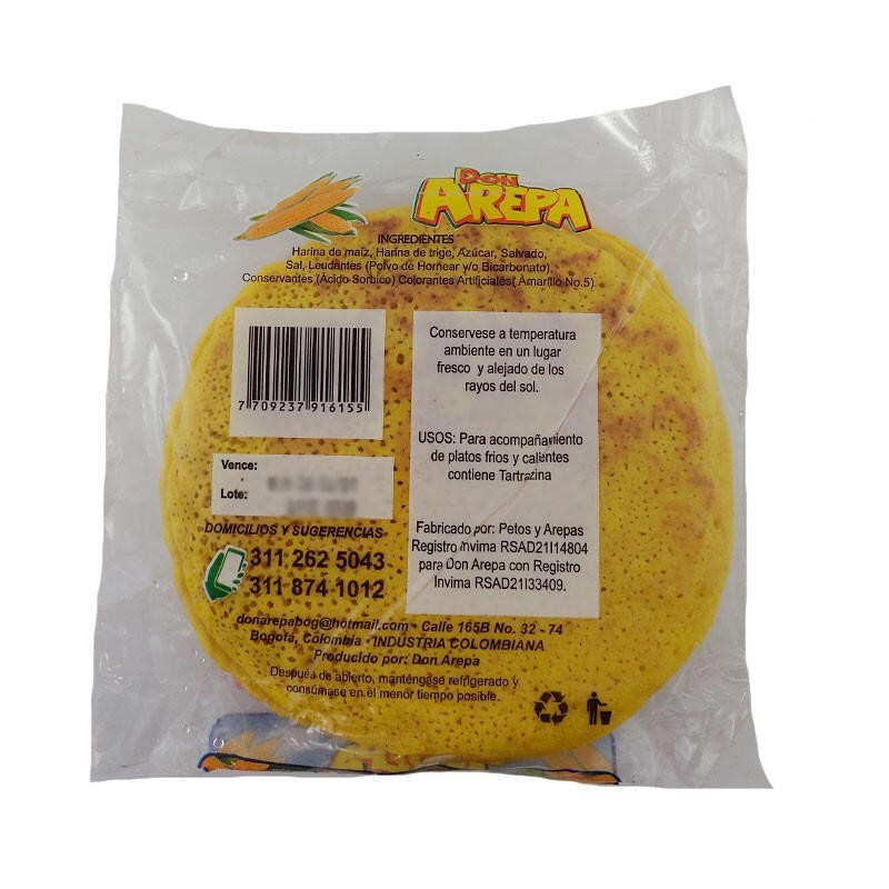 Arepa Antioqueña de Choclo Don Arepa X5 Und X300gr